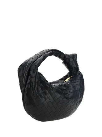 Bottega Veneta Womens Handbag Teen Jodie Black-Gold Lamb Leather Shoulder Bags Black/gold