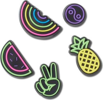 Crocs Unisex Jibbitz Charms, Frieden und Liebe, 5 Stück Schuhanhänger, LED-Spaß