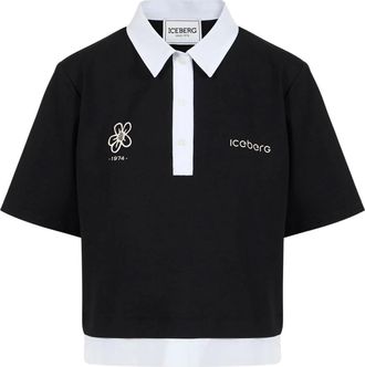 Iceberg Femme, Tops, Noir, Taille: 38 FR T-Shirt Court en Jersey Scuba