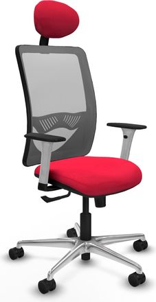 Piqueras y Crespo Roter B&uuml;rostuhl Zulema mit wei&szlig;en und schwarzen Armlehnen, h&ouml;henverstellbare Lendenwirbelst&uuml;tze und festes Kopfteil, ausgestattet mit 3 Positionen, Gr