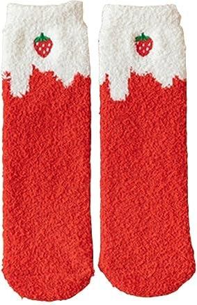 Generic Chaussettes Femme Chaussettes Chaudes Femme Chaussettes Thermiques Femme De Classique En Velours Corail Avec Broderie Banane Mignonne Id&eacute;ales Pour Dor