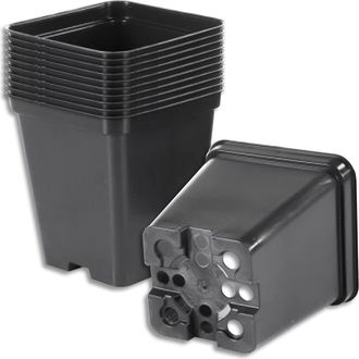 Wohnkult Pflanztopf Blumentopf Blumenkübel schwarz, klein, quadratisch, 3 zur Auswahl (0,5 l Volumen | 10 Stück)