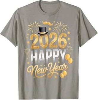 Keephen 2026 Bonne Ann&eacute;e Feu dartifice T-Shirt Femmes Feu dartifice Impression 3D T-Shirt Nouvel an Col Rond Manches Courtes Pullover Tops