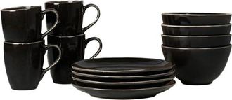 Broste Copenhagen Broste Copenhagen Nordic Coal Fr&uuml;hst&uuml;cksset f&uuml;r Vier Personen aus Steingut mit reaktiver Glasurin der Farbe Charcoal, 14463403