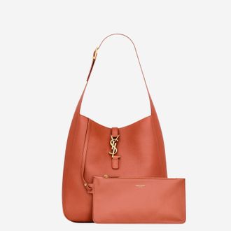 Saint Laurent Womens Le 5 &Agrave; 7 Bag Textured Leather Orange Shoulder