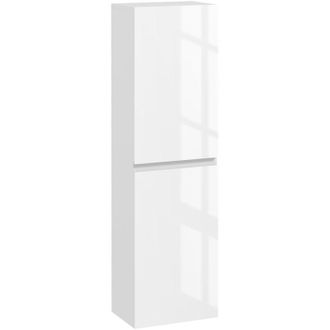 HOMCOM Meuble colonne rangement salle de bain style contemporain 2 placards &eacute;tag&egrave;res r&eacute;glables 35 x 25 x 120 cm blanc laqu&eacute;-Blanc