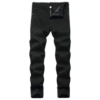 Generic Jeans d&eacute;contract&eacute;s printemps et &eacute;t&eacute; pour hommes, jambe droite, grande taille, pantalon de mode, souvenir de maison, Noir, 3XL