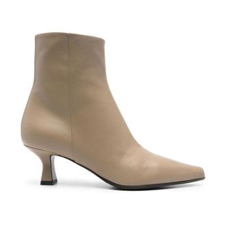3Juin Beige Stiefel mit Rei&szlig;verschluss Spitz Zehen Kitten Absatz - - Shoes - Damen - Beige - 36 EU