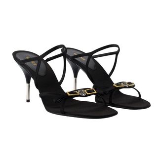 Versace Womens T.80 Mule Black Cotton Heels