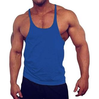 Generic D&eacute;bardeur de fitness pour homme - T-shirt dentra&icirc;nement c&ocirc;tel&eacute; - S&eacute;chage rapide - T-shirt d&eacute;t&eacute; - Coupe ajust&eacute;e - D&eacute;bardeur de sport - D&eacute;bardeur de bod