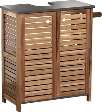 Tendance Element sous lavabo acacia et mdf 2 portes + 1 etagere interieure + porte serviette intergre - element Tendance