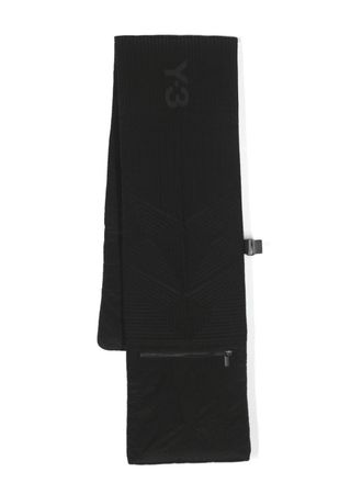 Yohji Yamamoto Gesteppter Schal mit Logo-Print - Schwarz