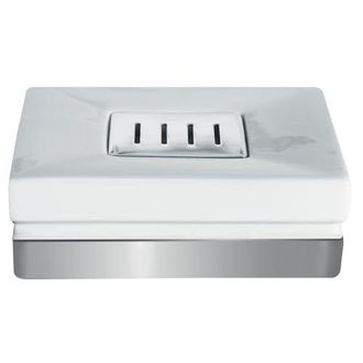 Spirella Porte Savon Porcelaine Roma Blanc & Argent