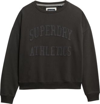Superdry Damen Athletic Essentials Rundhals-Sweatshirt mit abgestimmten Applikationen Anthrazit 40
