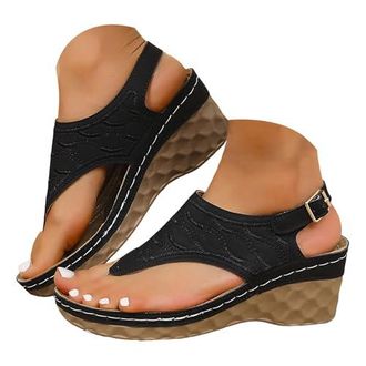 Generic Sandales compens&eacute;es orthop&eacute;diques pour femme 2026 avec soutien de la vo&ucirc;te plantaire - Sandales antid&eacute;rapantes - Chaussures de plage habill&eacute;es - Chaus