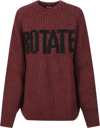 Rotate Pullover mit Rundhalsausschnitt und Frontlogo - - Knitwear - Damen - Rot - XS