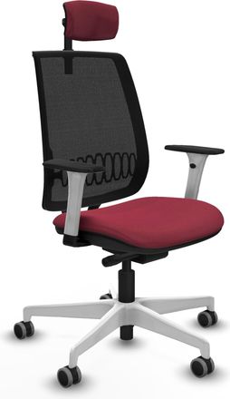 Piqueras y Crespo Ergonomischer Stuhl Alares mit wei&szlig;en und schwarzen Armlehnen, h&ouml;henverstellbare Lendenwirbelst&uuml;tze und h&ouml;henverstellbares Kopfteil, Schwarz / Kastani