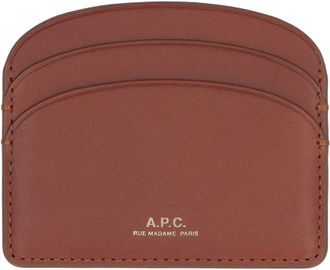 A.P.C. Womens Logo Detail Leather Card Holder Brown Cowhide Wallets & Purses