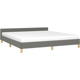 vidaXL Cadre de lit avec t&ecirc;te de lit Gris fonc&eacute; 180 x 200 cm Tissu