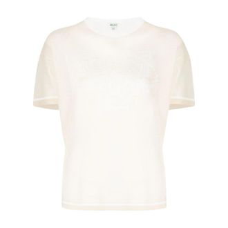 Kenzo Tiger Logo Mesh Strick T-Shirt - - Knitwear - Damen - Wei&szlig; - S