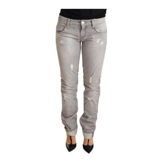 Acht Tattered Cotton Slim Fit Jeans mit umgeschlagenem Saum - - Jeans - Damen - Grau - W26