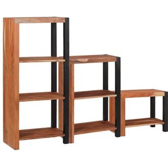 vidaXL Regal 3 pcs Braun 50 x 30 x 110 cm Massivholz Akazie vidaXL