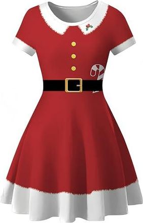 Ocean Plus Femmes Casual Ciel Étoilé Impression Numérique A-Line Robe à Manches Courtes avec Col Rond Robe à Manches Courtes Swingrock (L (EU 36-38), Canne à Suc