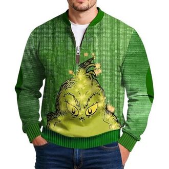Generic Le Grinch Pull De Noel Homme Enfant Sweat Pulls Drole Adulte Famille Pyjama Sweatshirts Sweater Vetement Moche Sweats zippé Deguisement Christmas Ugly