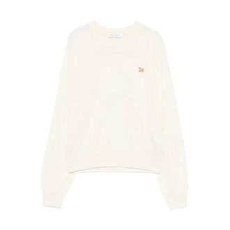 Maison Kitsun&eacute; Fox Embroidered Sweater - - Knitwear - Damen - Beige - S