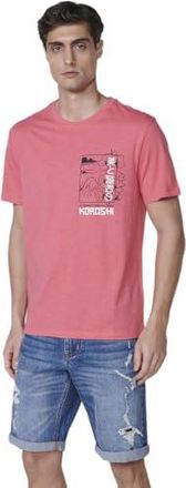 Kor&ouml;shi T-shirt pour homme en coton avec imprim&eacute; au dos de couleur rose, de couleur rose, rose, M