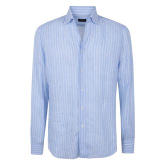 Barba Homme, Chemises, Bleu, Taille: M Classic Linen Stripes Shirt