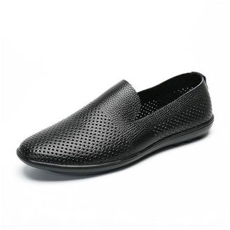 Generic Mocassins classiques Penny pour homme en cuir v&eacute;ritable &agrave; enfiler, doux et confortable, Noir creux., 42 2/3 EU