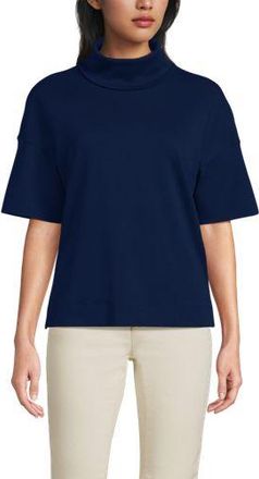 Lands End Supima Rollkragenshirt, Damen, Gr&ouml;&szlig;e:36-38 regular, Blau, Baumwolle, by Lands End