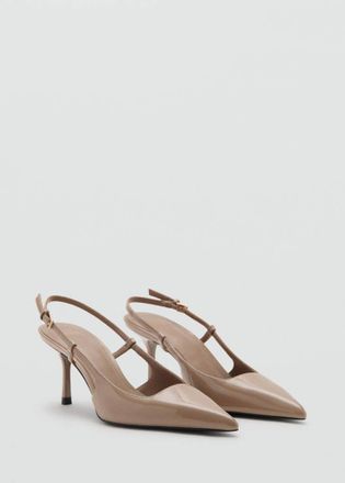 Mango Chaussures &agrave; talon en cuir vernis nude - Femme - 35 - MANGO
