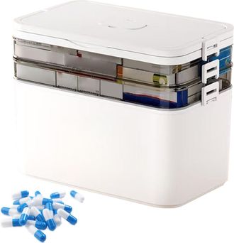 Generic Medizin-Organizer, Aufbewahrung von Medizin, Medizin-Box, Reise-Pillenetui mit Griff, Organizer f&uuml;r Medizin, mit Griffen, f&uuml;r den Schlafsaal D