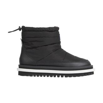 Tommy Jeans Schwarze Gepolsterte Flache Stiefeletten - - Shoes - Damen - Schwarzk - 36 EU