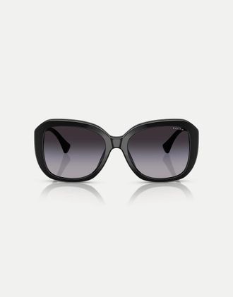 Ralph Lauren lunettes de soleil carr&eacute;es avec verres gris en noir brillant