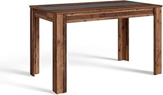 Byliving Esszimmertisch NORI/Altholz-Optik dunkel-braun/Mittelplatte anthrazit/kompakter Küchentisch/Esstisch 140 cm breit/Tisch 18 mm Dicke Tischplatte / 140 