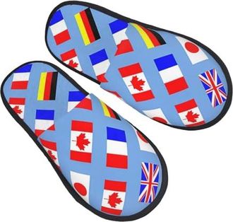 Generic Chaussons Drapeau Du Monde Terre Doux Pantoufles Légers Slippers Pour Unisex La Maison Voyage L