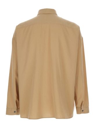 Sunflower Mens Beige Shirt With Classic Collar Linen Blend