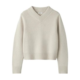Soft Goat Grobstrick-Pullover mit V-Ausschnitt - - Knitwear - Damen - Beige - M