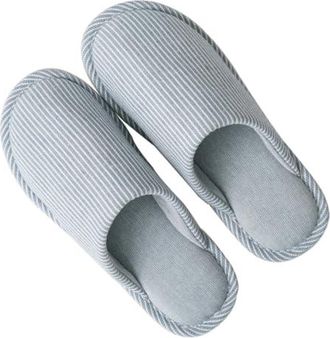 BESPORTBLE Pantoufles Int&eacute;rieures Coton Lin Rayures Semelle Antid&eacute;rapante Femme Homme Usage Quotidien