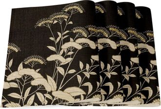 Fabulous Tischsets aus Leinen, 4 Stück, japanisches Blumenmuster, Kimono, minimalistisches Design, großes Format, 40 x 28,5 cm