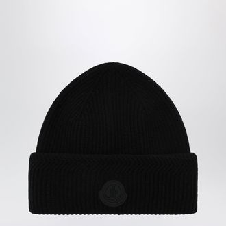 Moncler Schwarze M&uuml;tze aus Wolle und Kaschmir