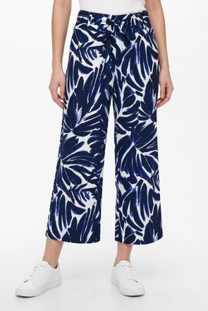 Only Palazzohose ONLY ONLNOVA LIFE CROP PALAZZO PANT AOP PTM, Damen, Gr. XL, N-Gr, blau (night sky aop:719 monstera), Web, Obermaterial: 100% Viskose, bedr