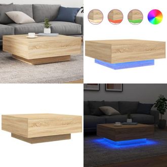 vidaXL Table basse avec lumi&egrave;res led ch&ecirc;ne sonoma 80x80x31 cm - Table Basse Design - Table Basse Led - Table Basse Moderne - Table Basse Lumineuse - Meuble