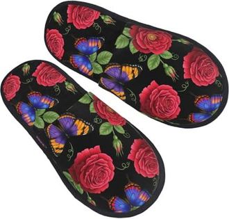 Generic Respirant Pantoufles Fleurs Papillon Maison Pantoufles L&eacute;g&egrave;re Chaussons dint&eacute;rieur pour Hiver Adulte Int&eacute;rieur M