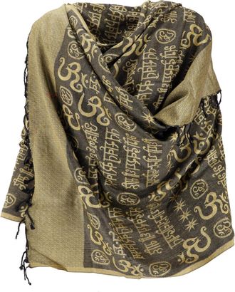 Guru Shop Pashmina Viskose Schal/Stola mit OM Muster - Gelb, Herren/Damen, Synthetisch
