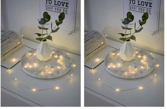 Konstsmide Micro LED Lichterkette, 6h Timer, 40 bernsteinfarbene Dioden, batteriebetrieben, Innen, kupferfarbener Draht - 1461-860 (Packung mit 2)