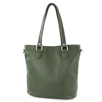 modamoda.de T215 - Italienische Ledertasche Shopper Large, Farbe:Flaschengr&uuml;n